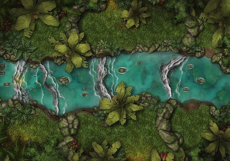 Dnd Jungle Waterfall Cave Map - Etsy
