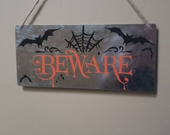Beware Halloween Sign - Etsy