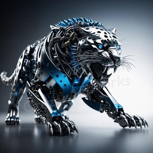 Digital Jaguar Art Print | Cyberpunk Panther Wall Decor | Futuristic ...