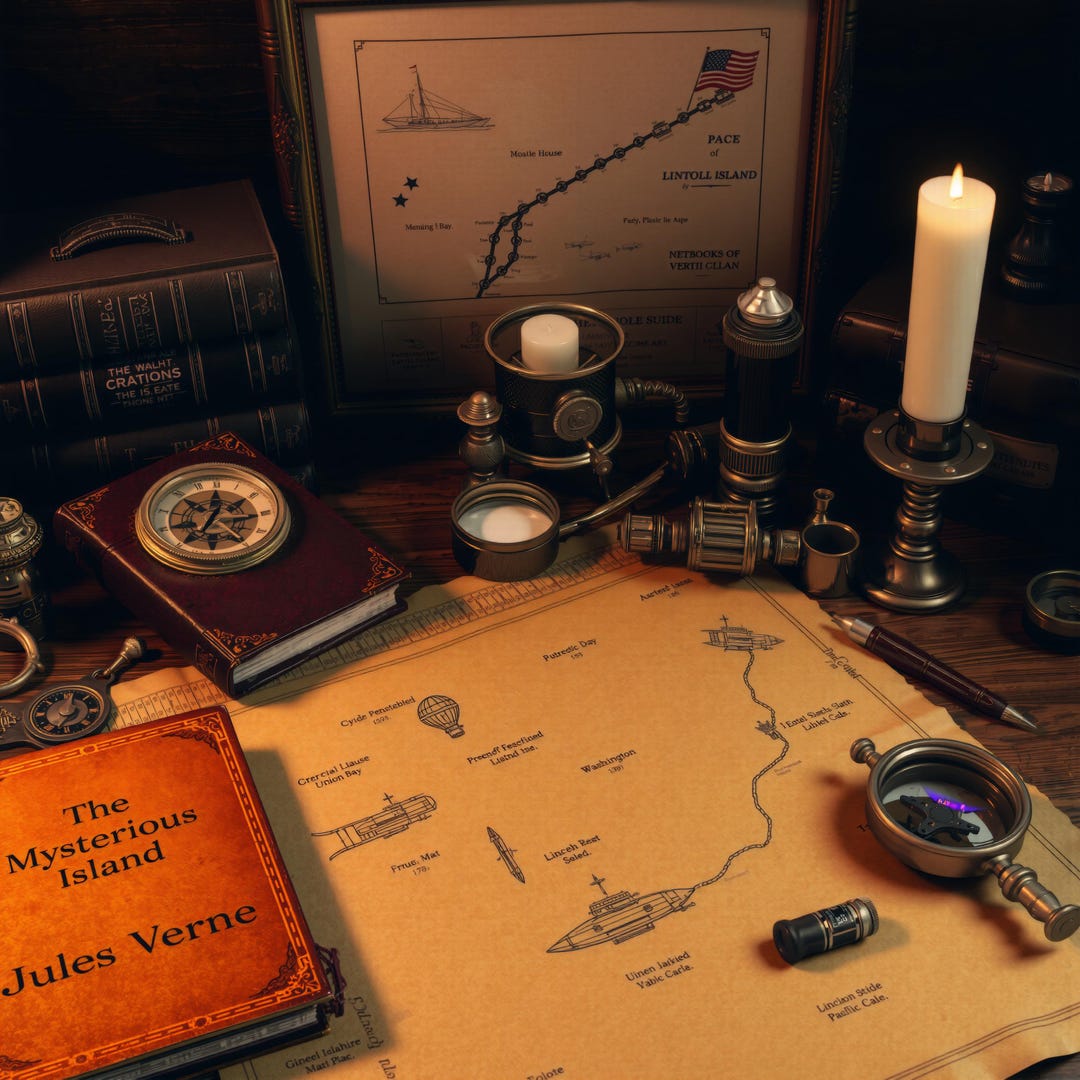 Jules Verne Steampunk Printable Art Set | Mysterious Island Vintage ...