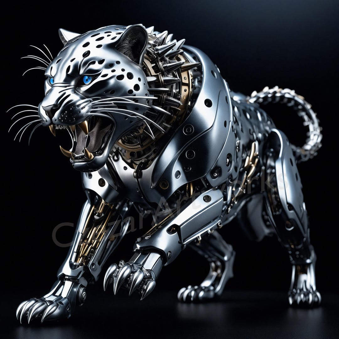 Digital Jaguar Art Print | Cyberpunk Panther Wall Decor | Futuristic ...