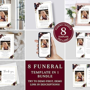 Funeral Bundle, Funeral Program Bundle, Celebration of Life Package, in ...