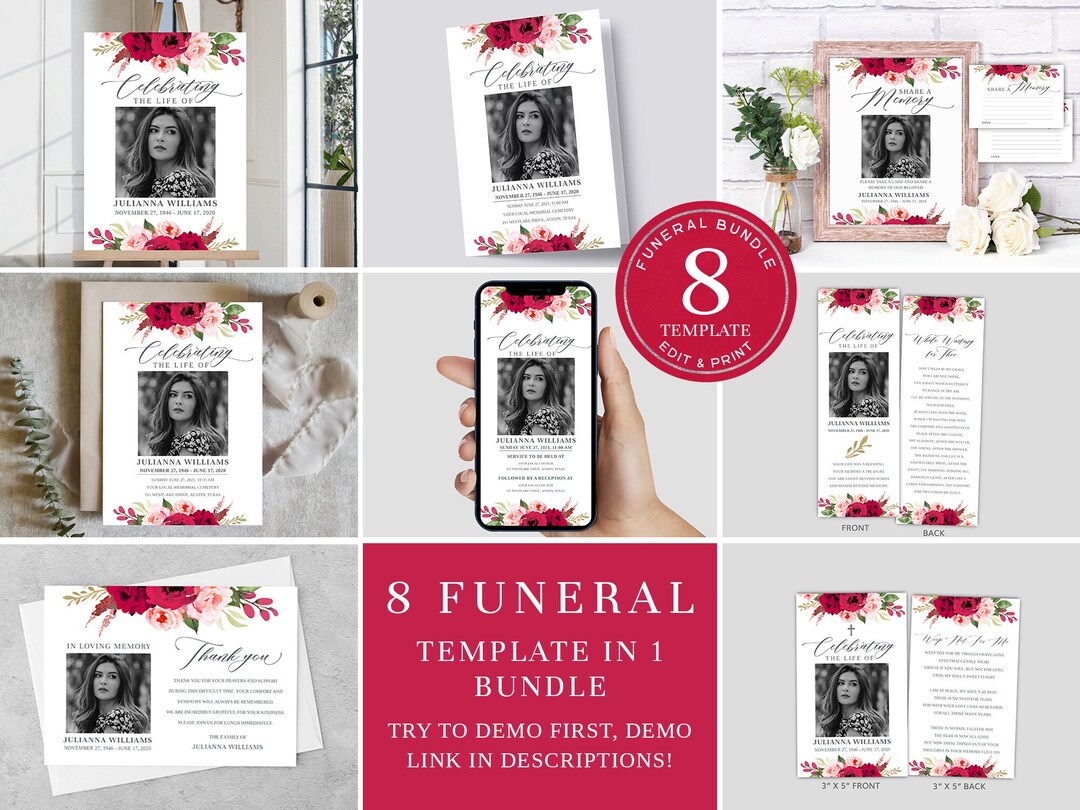 Editable Funeral Bundle, Funeral Program Bundle, Celebration of Life ...
