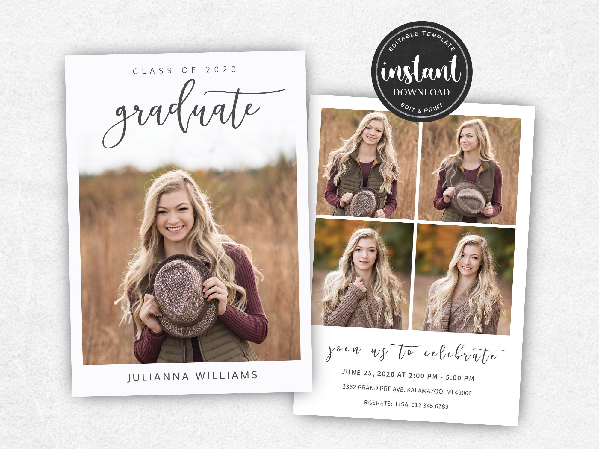 Senior Graduation Announcement Template Senior Graduation - Etsy