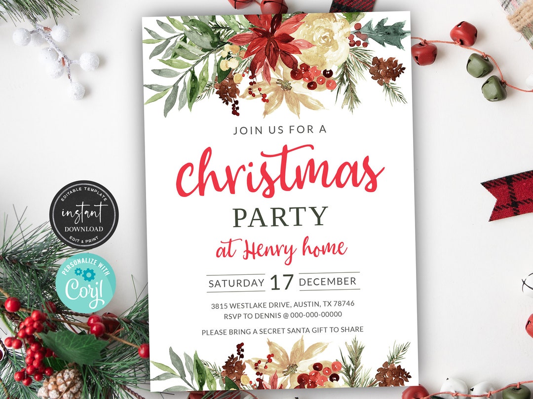 Christmas Party Invitation, Christmas Party Invite, Holiday Party ...