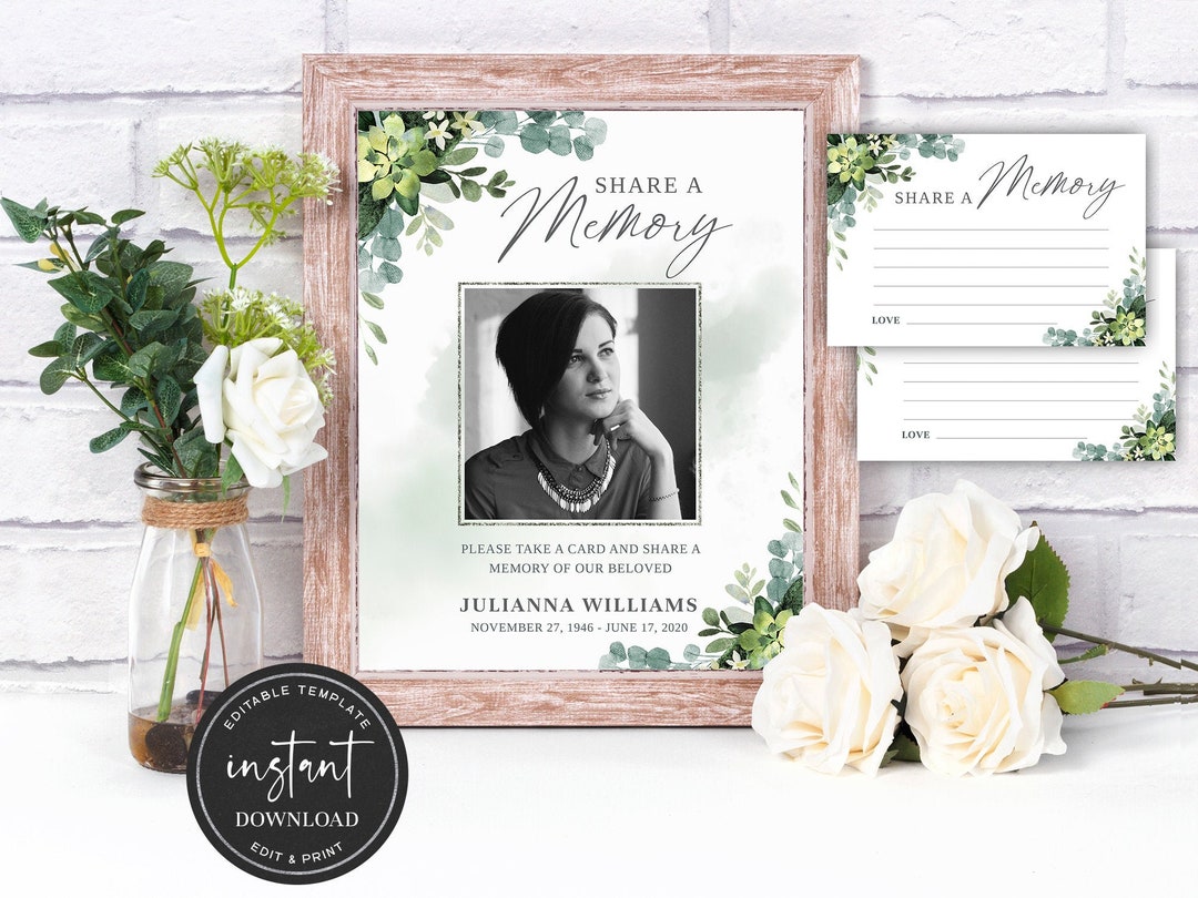 Funeral Share a Memory Sign, Funeral Share a Memory Card, Share a ...