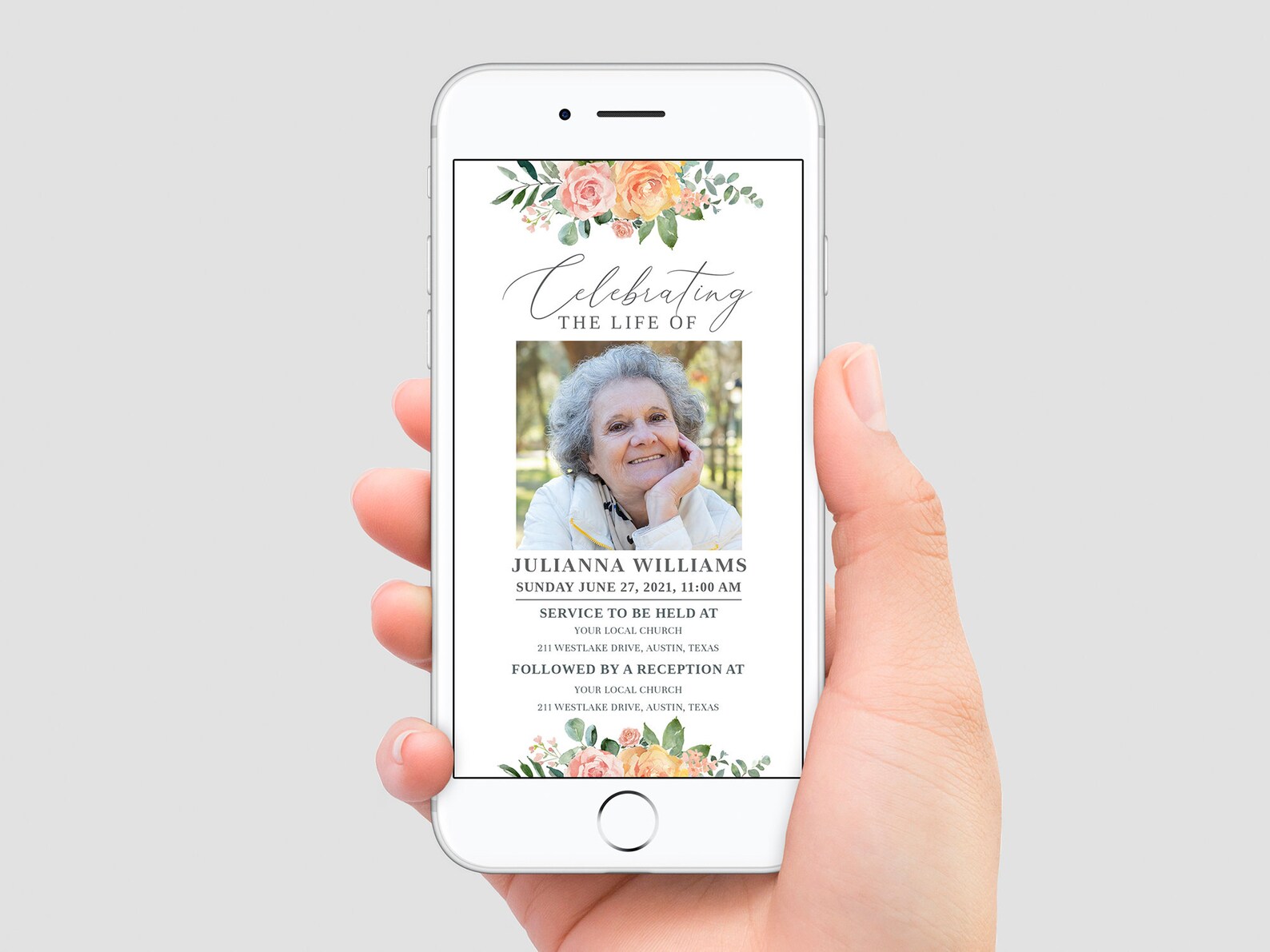 Electronic Funeral Announcement, Digital Funeral Invite, Editable ...