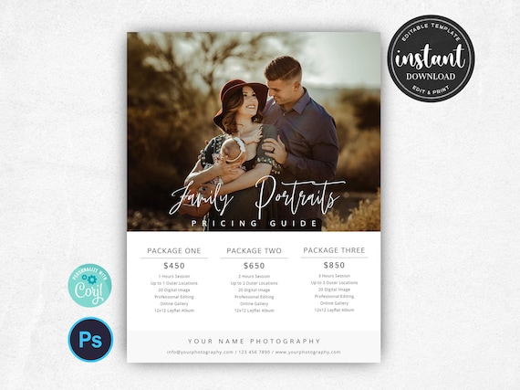 Photography Pricing Guide Template Family Photography Pricing | Etsy