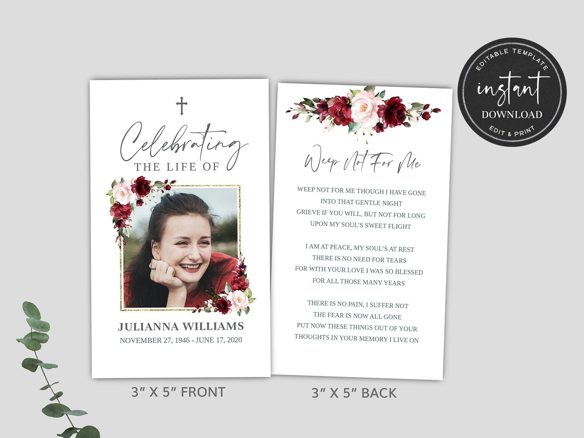 Editable Funeral Bundle, Funeral Program Bundle, Celebration of Life ...