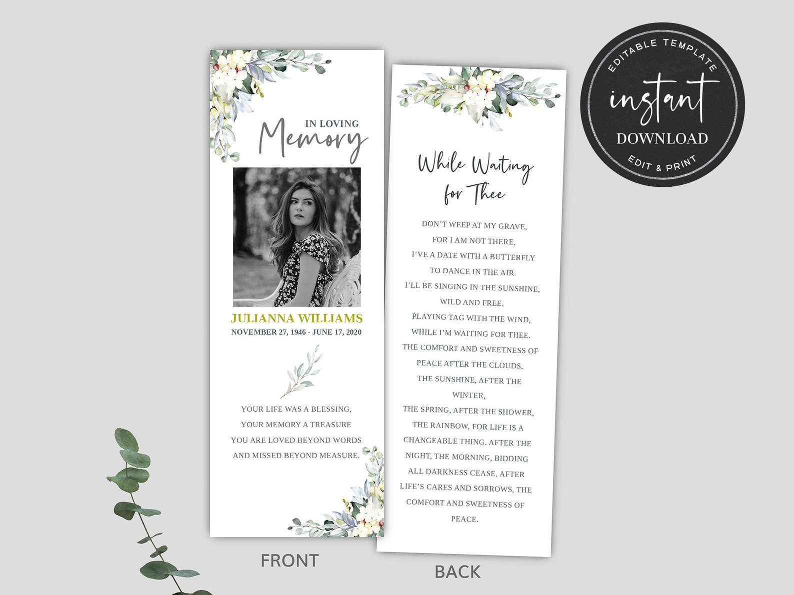 Editable Funeral Bundle Funeral Program Bundle Celebration | Etsy