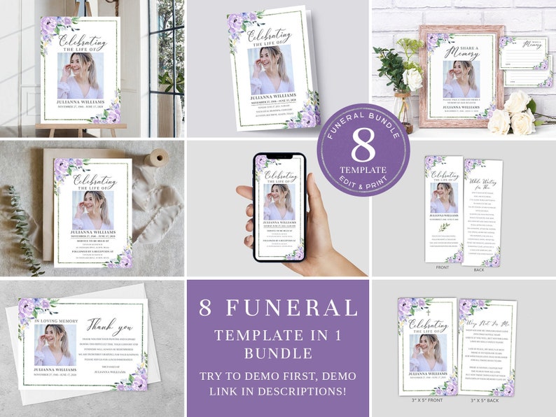 Editable Funeral Bundle Funeral Program Bundle Celebration - Etsy