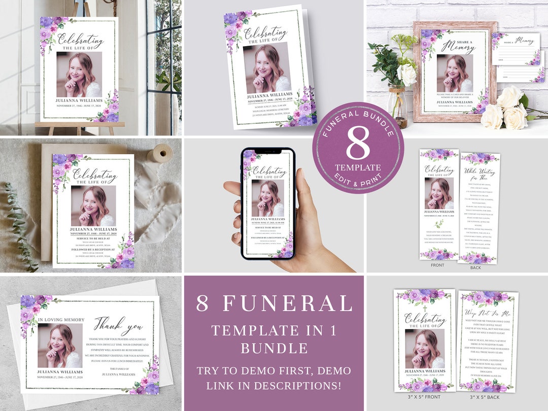 Editable Funeral Bundle, Funeral Program Bundle, Celebration of Life ...