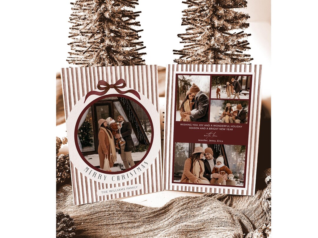 Boho Holiday Photo Card Template, Boho Christmas Card Template, Merry ...