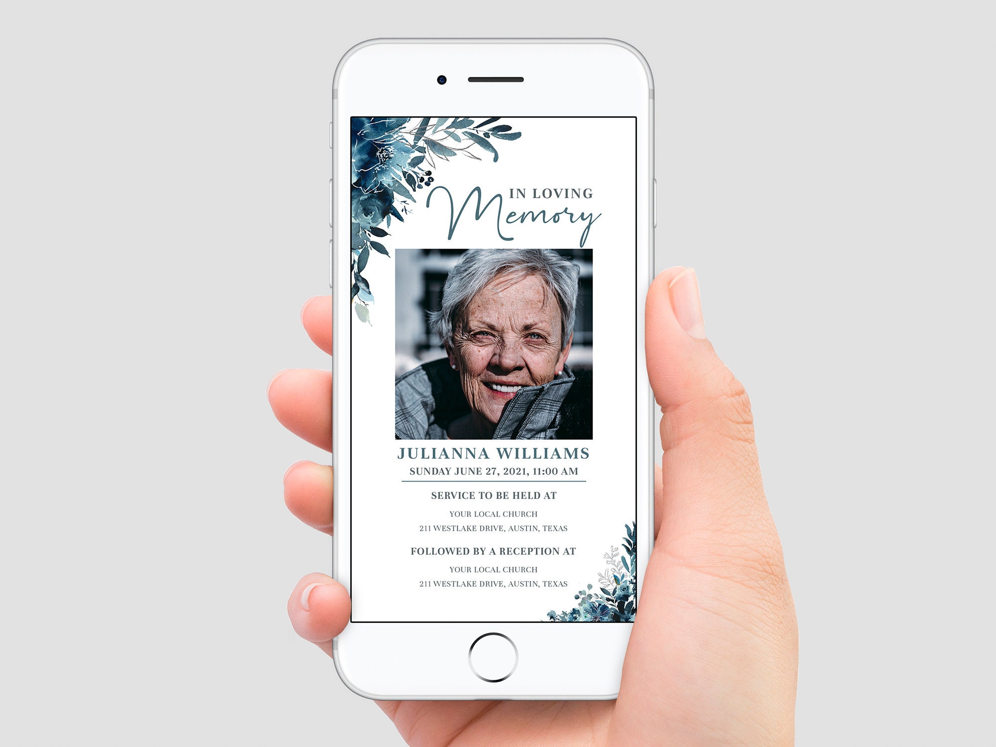 Digital Funeral Invitation, Electronic Funeral Invite, Memorial Program ...