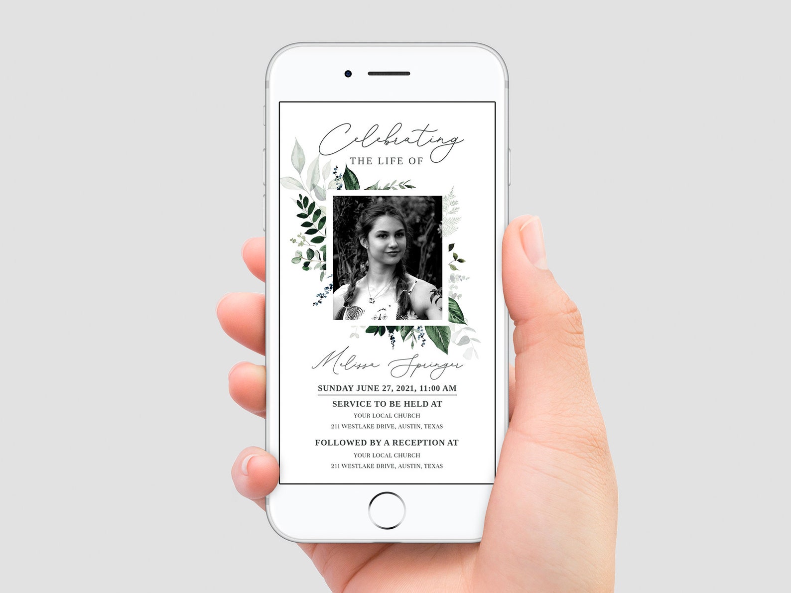 Electronic Funeral Announcement Digital Funeral Invitation - Etsy