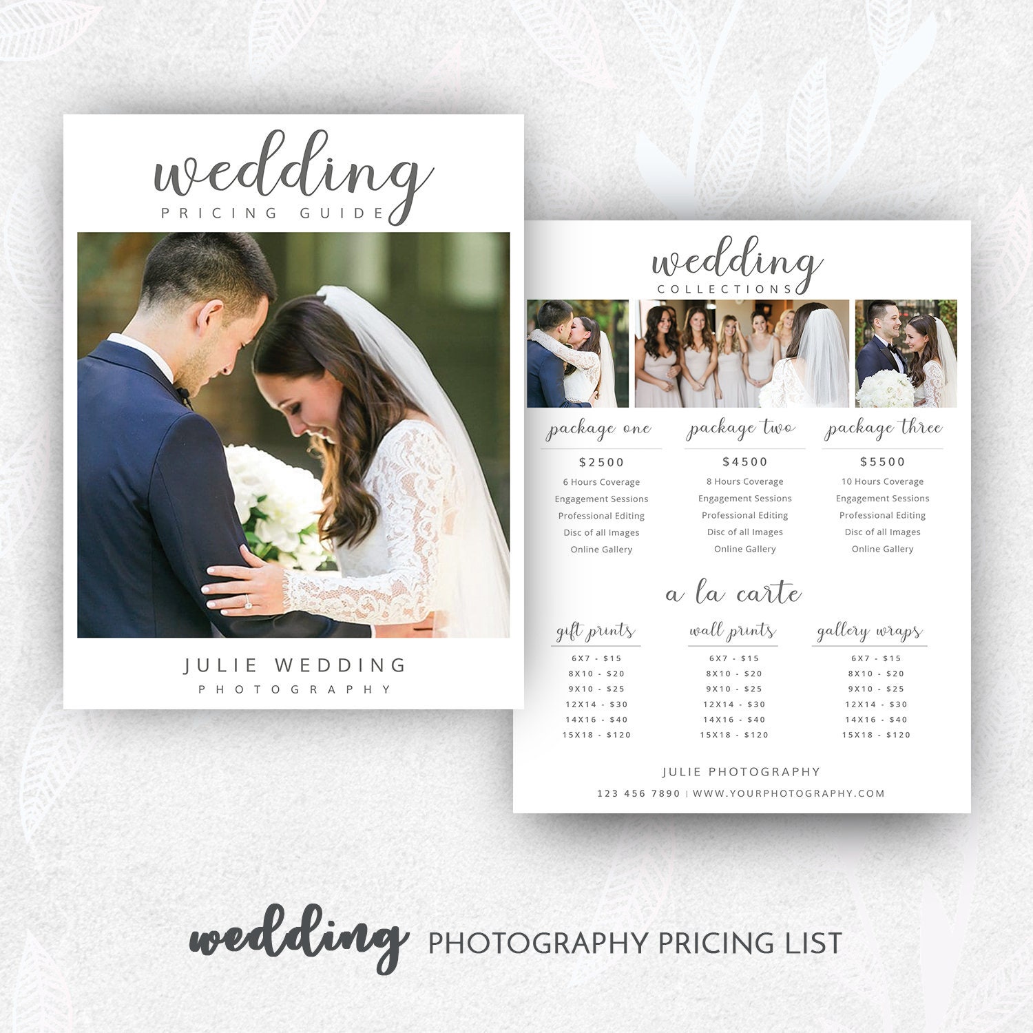 Wedding Photography Price List Template Photographer Price - Etsy