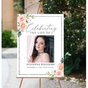 Celebration of Life Welcome Sign, Editable Funeral Welcome Sign ...