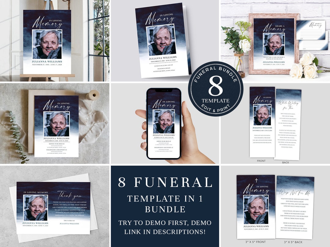 Editable Funeral Bundle, Funeral Program Bundle, in Loving Memory Suite ...