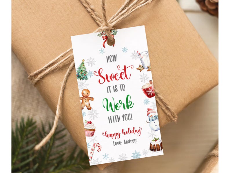Christmas Gift Tags, Merry and Bright Holiday Present Label, Teacher ...