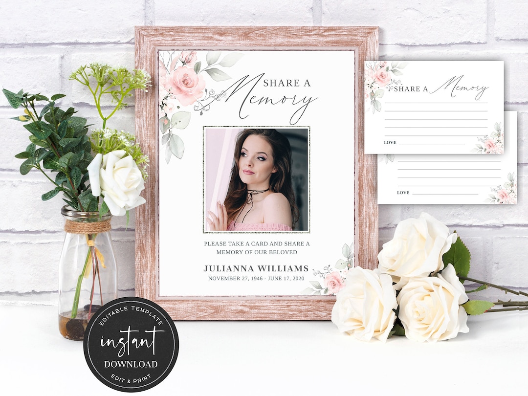 Funeral Share a Memory Sign, Funeral Share a Memory Card, Share a ...