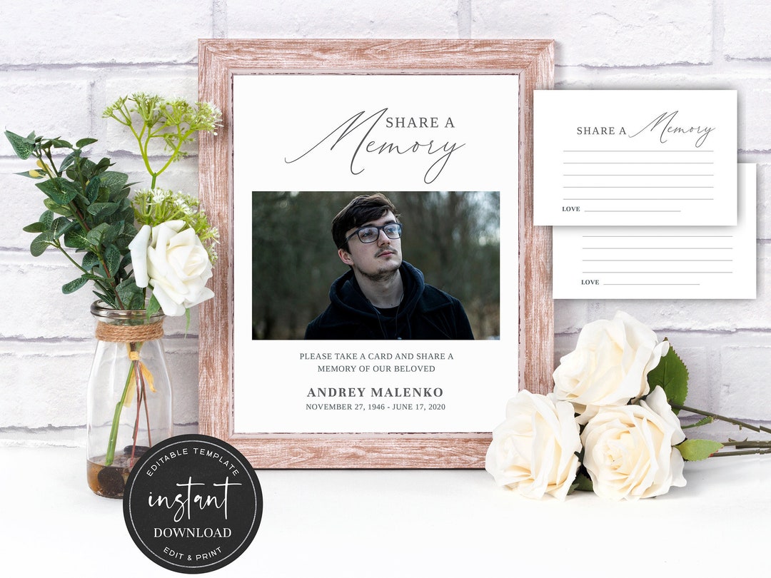 Funeral Share a Memory Sign, Funeral Share a Memory Card, Share a ...