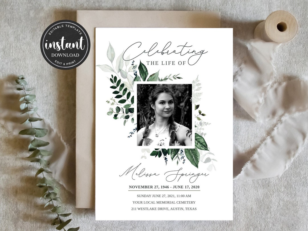Editable Funeral Invitation, Funeral Announcement, Memorial Service ...