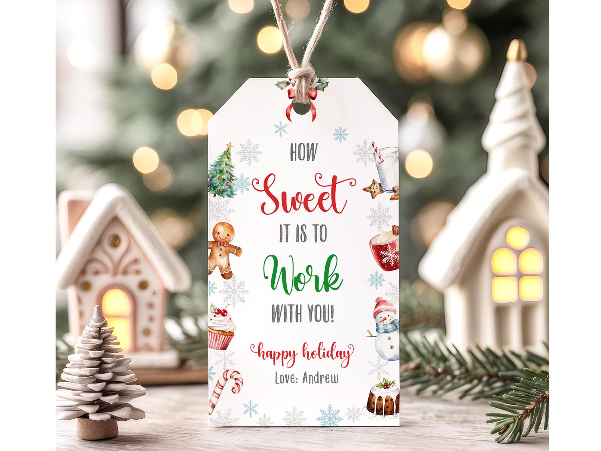 Christmas Gift Tags, Merry and Bright Holiday Present Label, Teacher ...