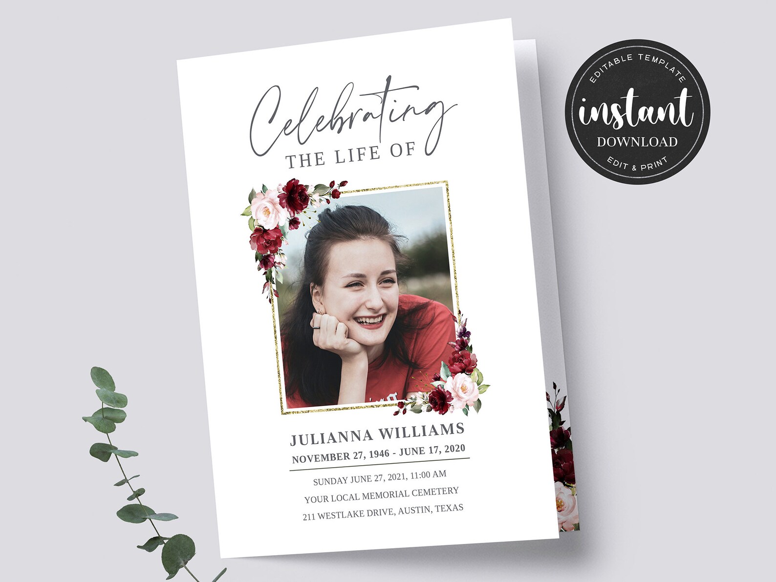 Editable Funeral Bundle, Funeral Program Bundle, Celebration of Life ...