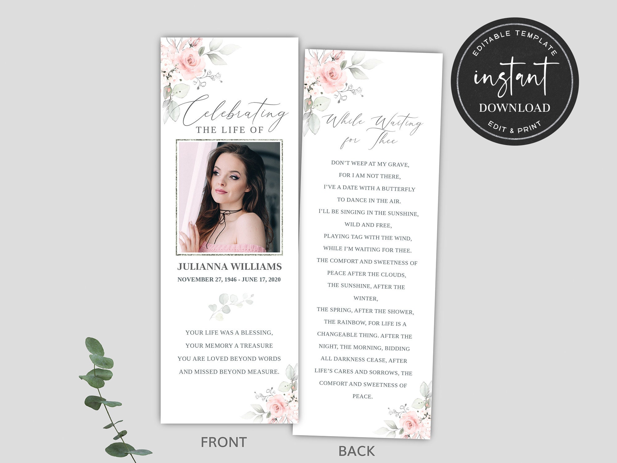 Editable Funeral Bundle Funeral Program Bundle Celebration | Etsy