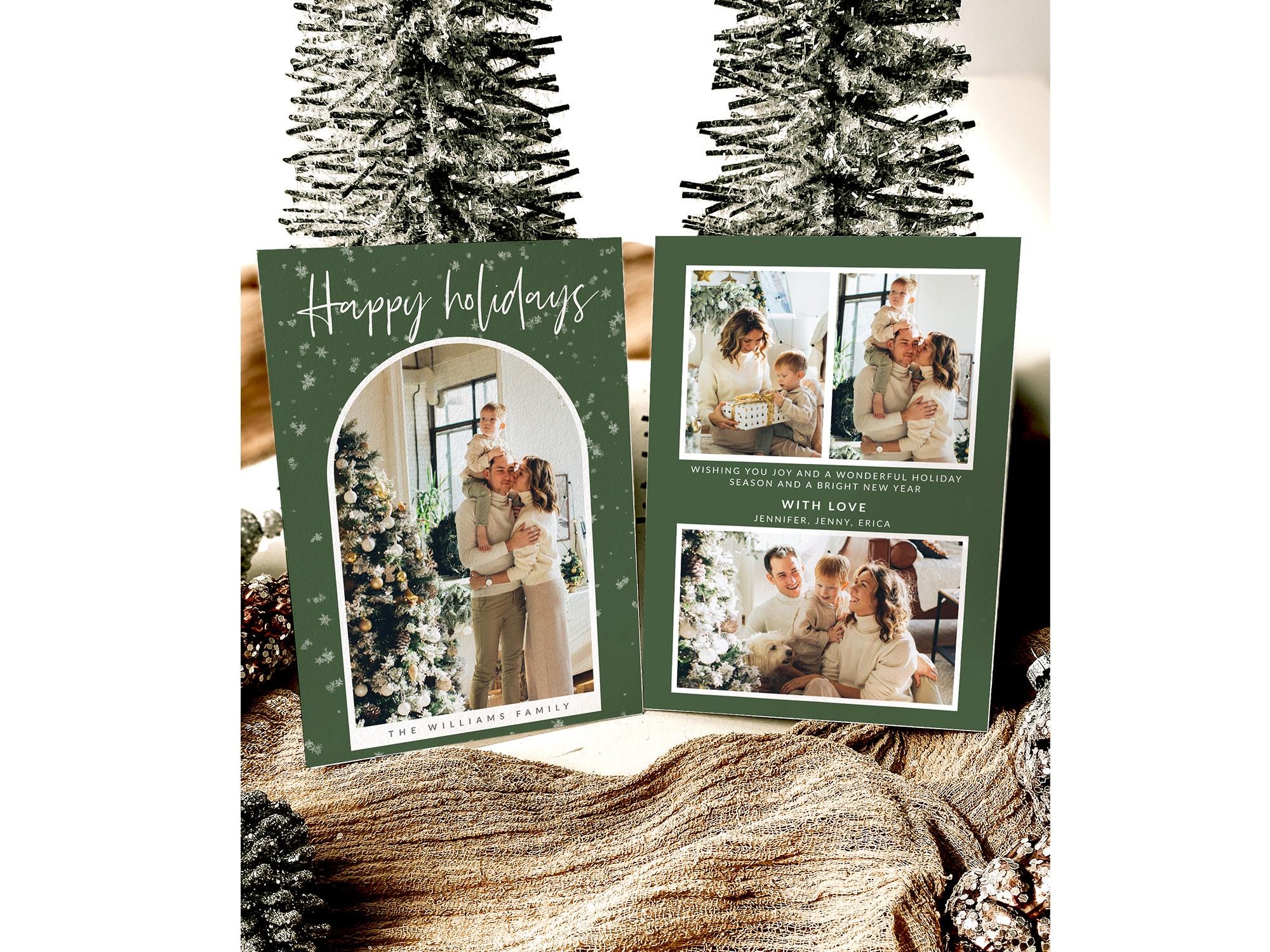 Boho Christmas Card Template, Photo Christmas Card, Arch Christmas Card ...