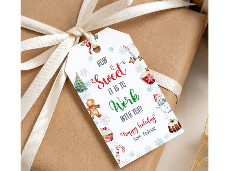 Christmas Gift Tags, Merry and Bright Holiday Present Label, Teacher ...