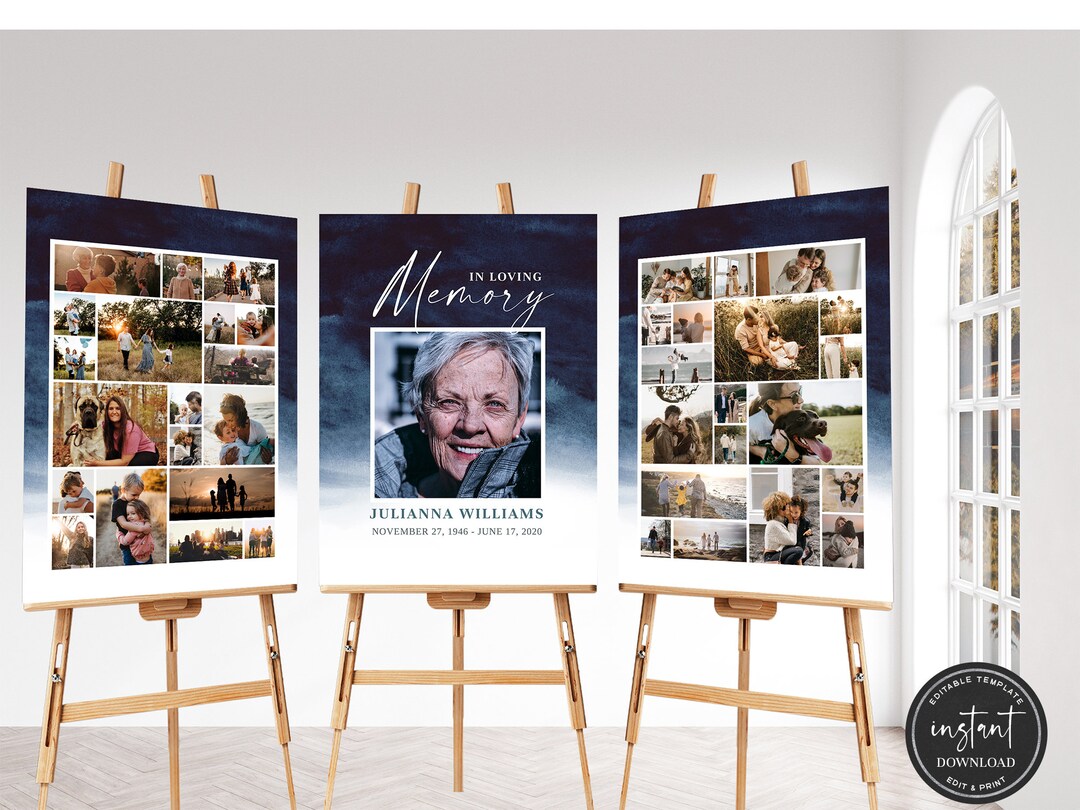 Funeral Collage Template, Set of 3 Funeral Photo Collage Bundle ...