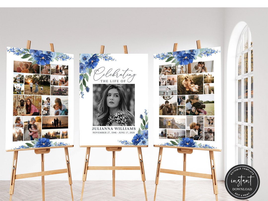 Funeral Collage Template, Set of 3 Funeral Photo Collage Bundle ...