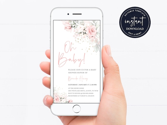 Electronic Baby Shower Invitation Electronic Oh Baby Shower | Etsy