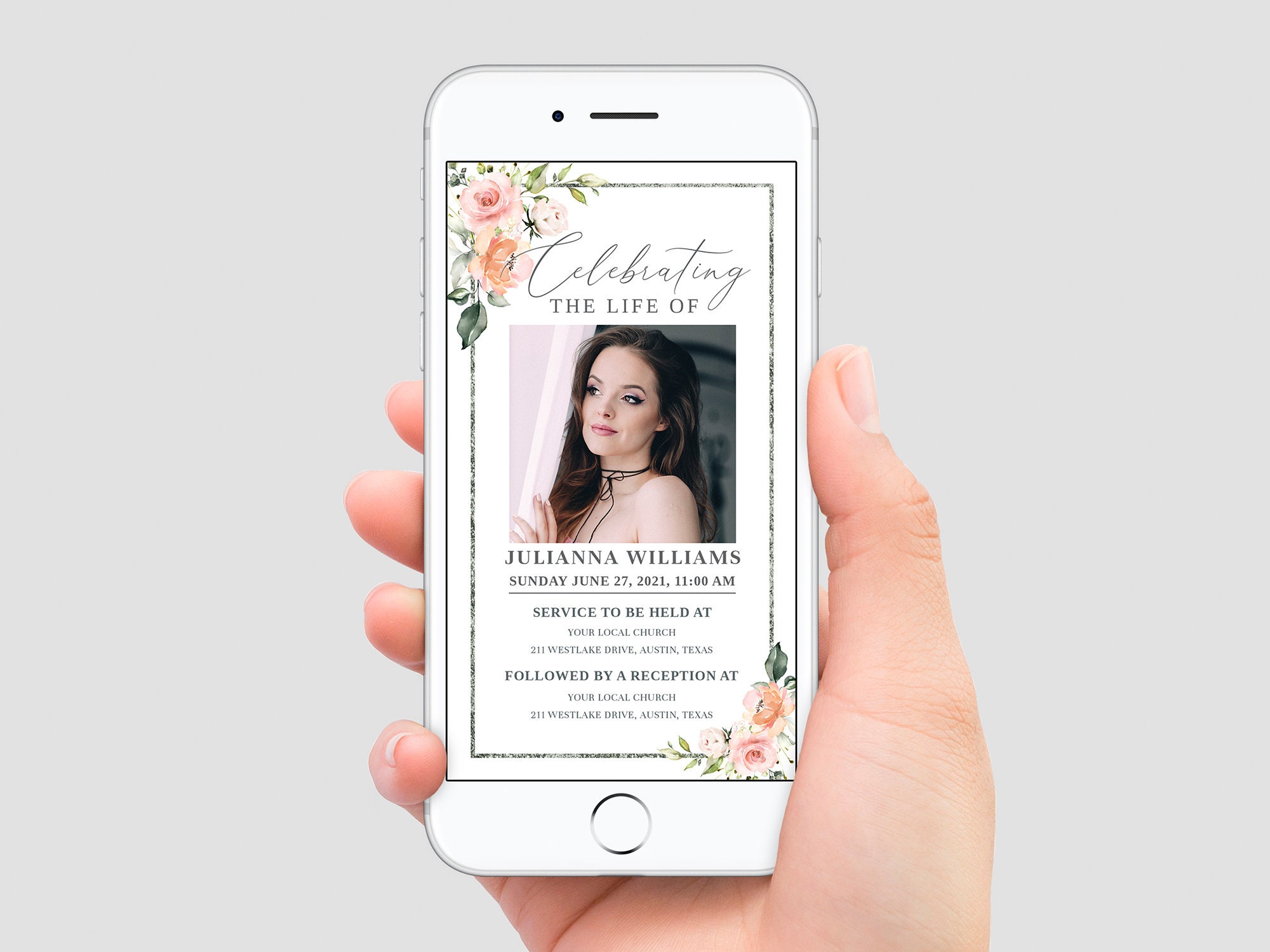 Digital Funeral Invitation Electronic Funeral Announcement - Etsy