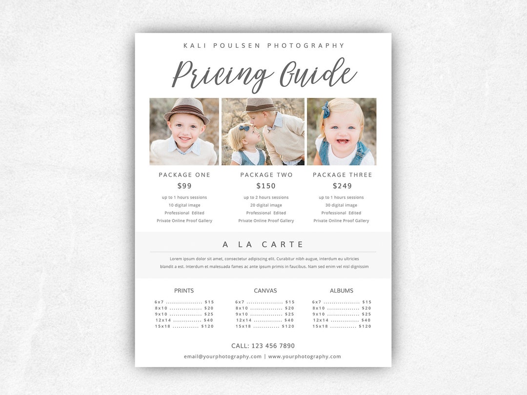 Photography Pricing Template, Photography Price List Template ...