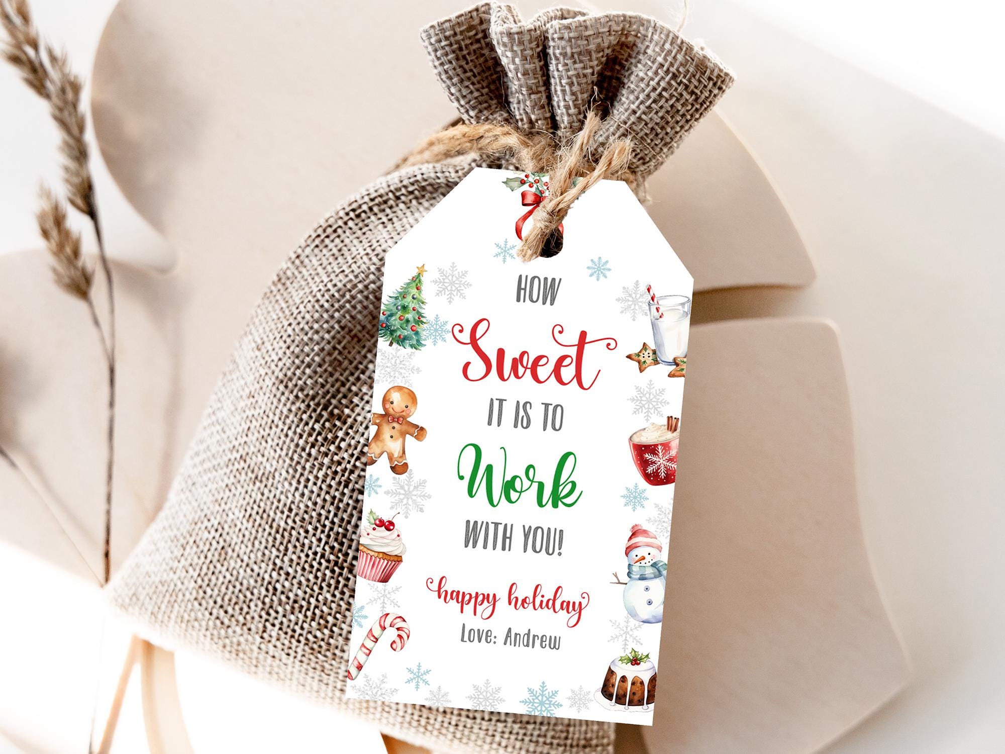 Christmas Gift Tags, Merry and Bright Holiday Present Label, Teacher ...