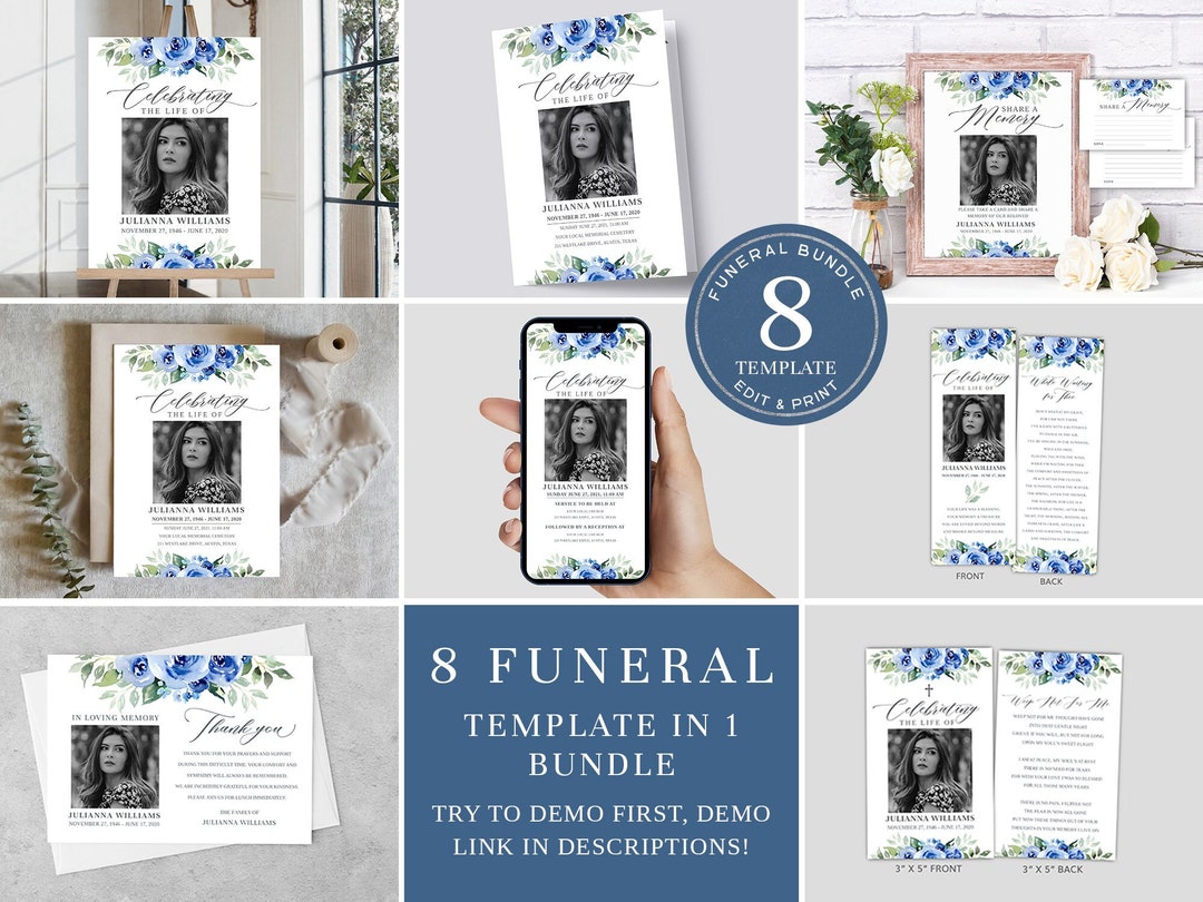 Funeral Bundle, Funeral Program Bundle, Celebration of Life Package, in ...