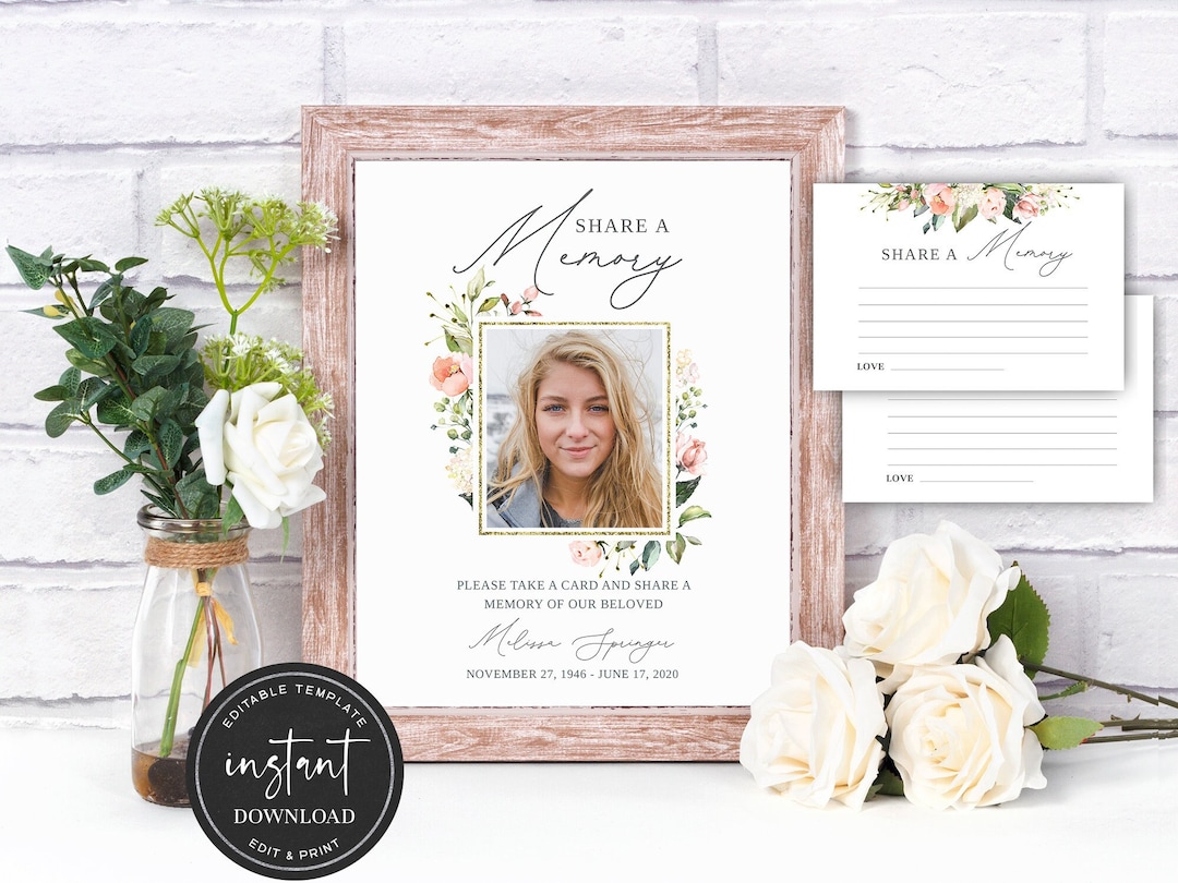 Funeral Share a Memory Sign, Funeral Share a Memory Card, Share a ...