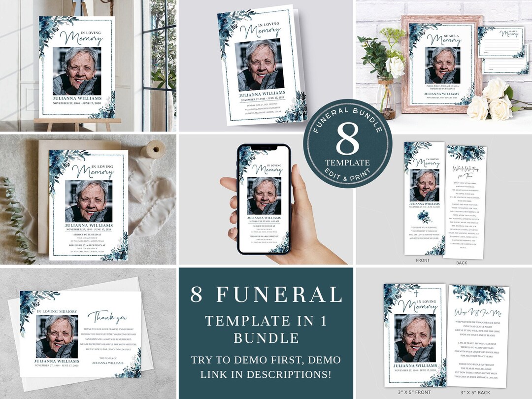 Funeral Bundle, Editable Funeral Bundle, Celebration of Life Package ...