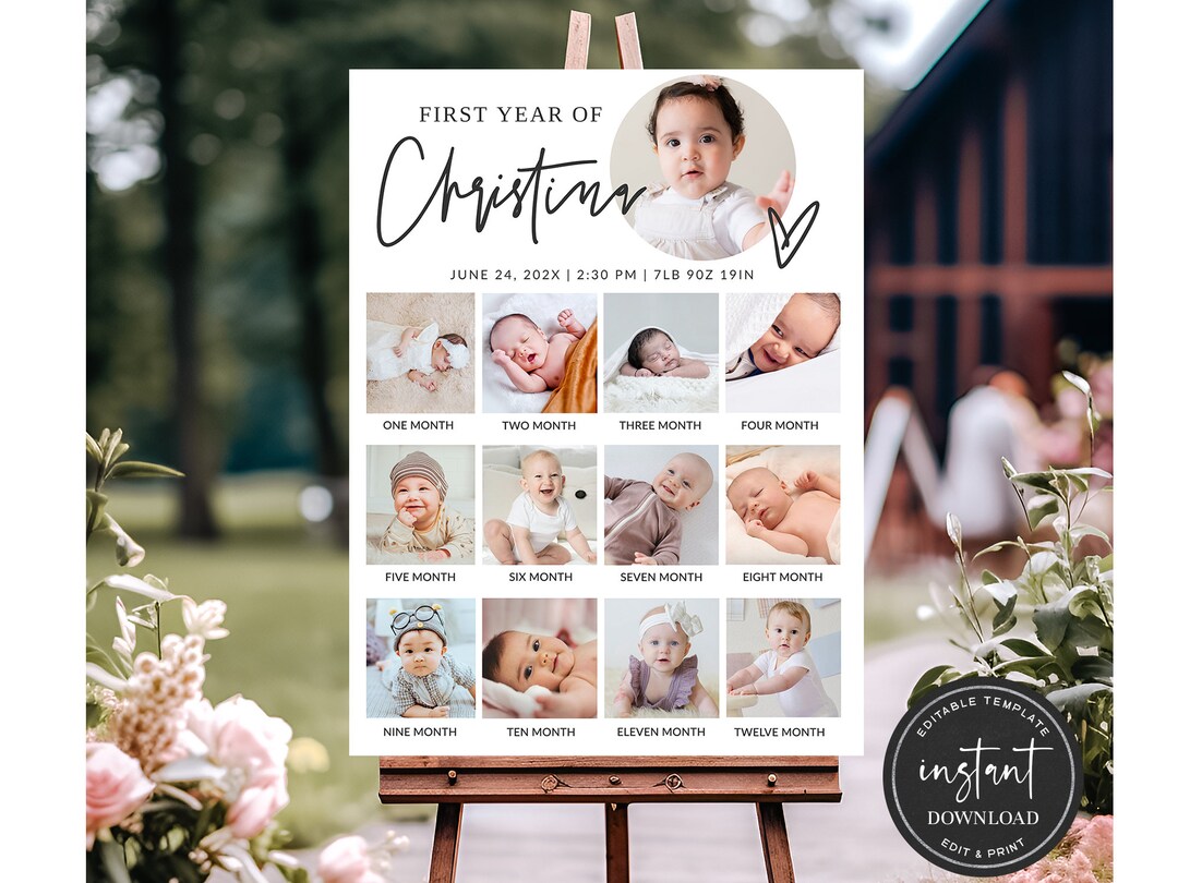 First Birthday Milestone Sign, Milestone Birthday Sign, Baby 1st ...