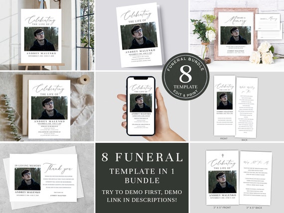 Editable Funeral Bundle Funeral Program Bundle Celebration | Etsy