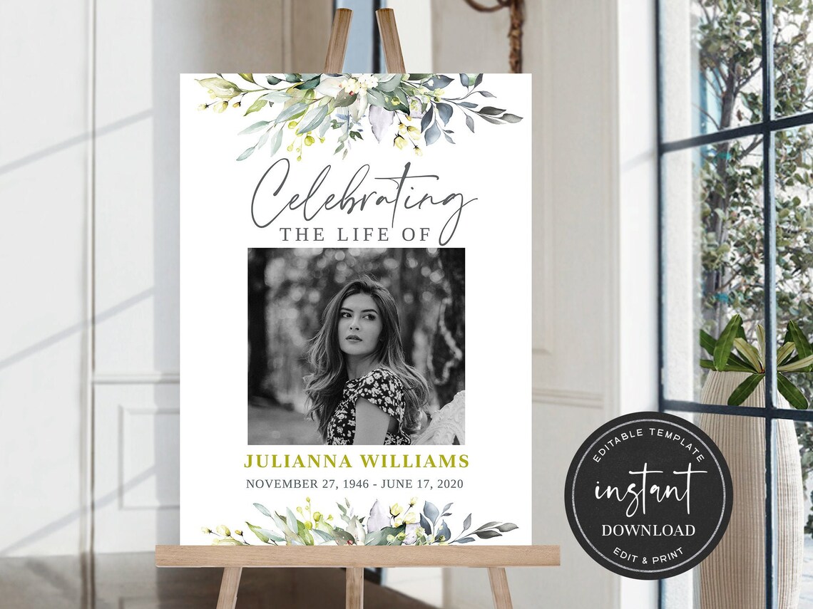 Funeral Welcome Sign, Obituary Memorial Welcome Sign, Celebration of ...