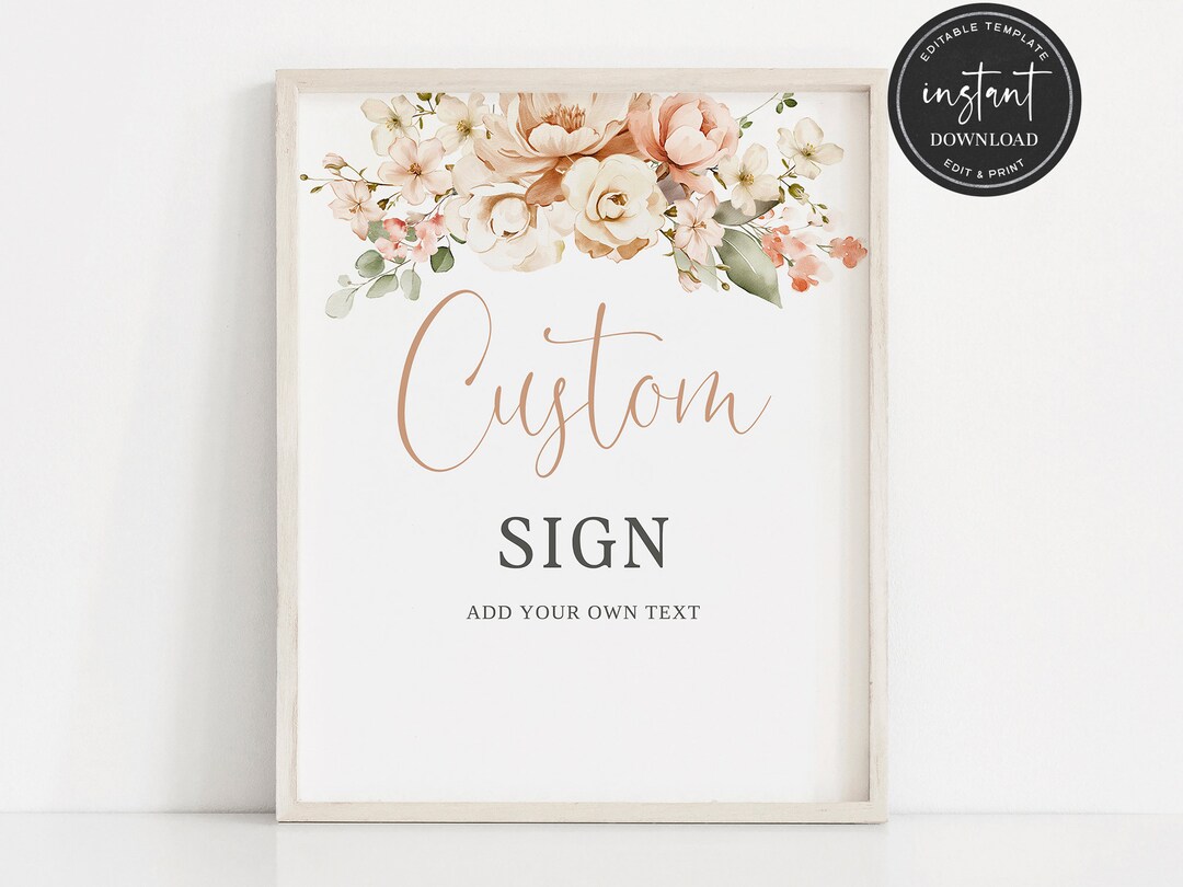 Blush Pink Baby Shower Custom Sign, Editable Baby Custom Sign, Message ...