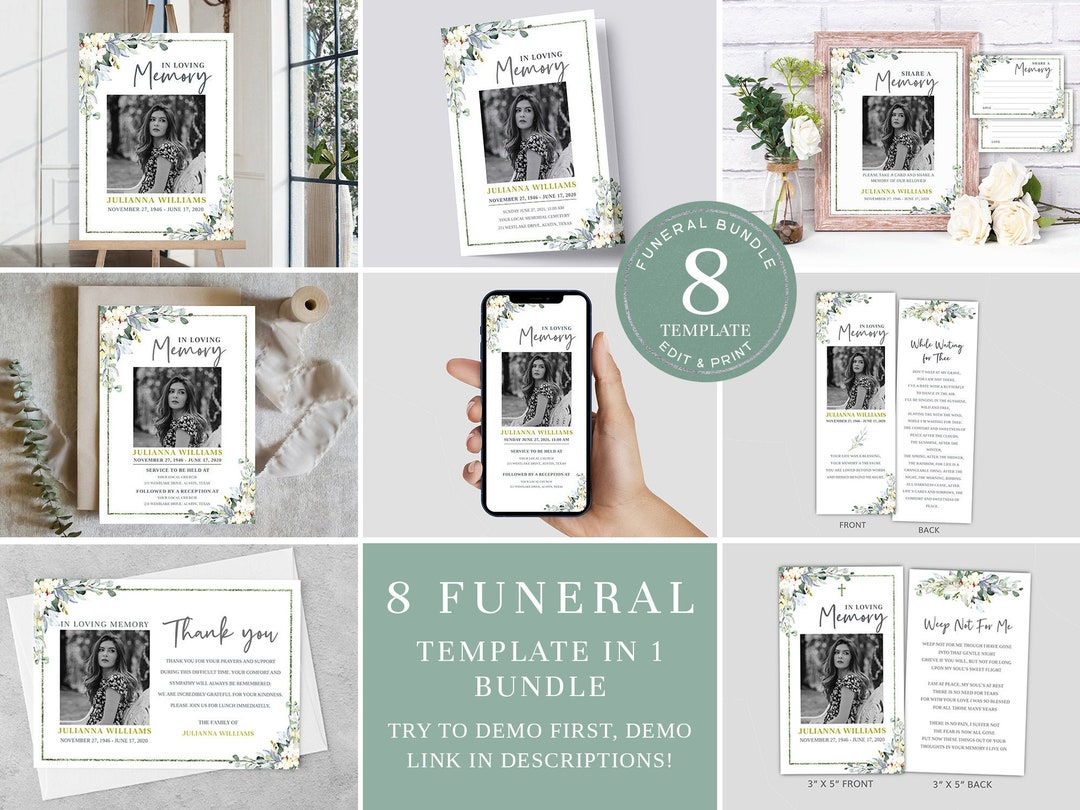 Editable Funeral Bundle, Funeral Program Bundle, Celebration of Life ...