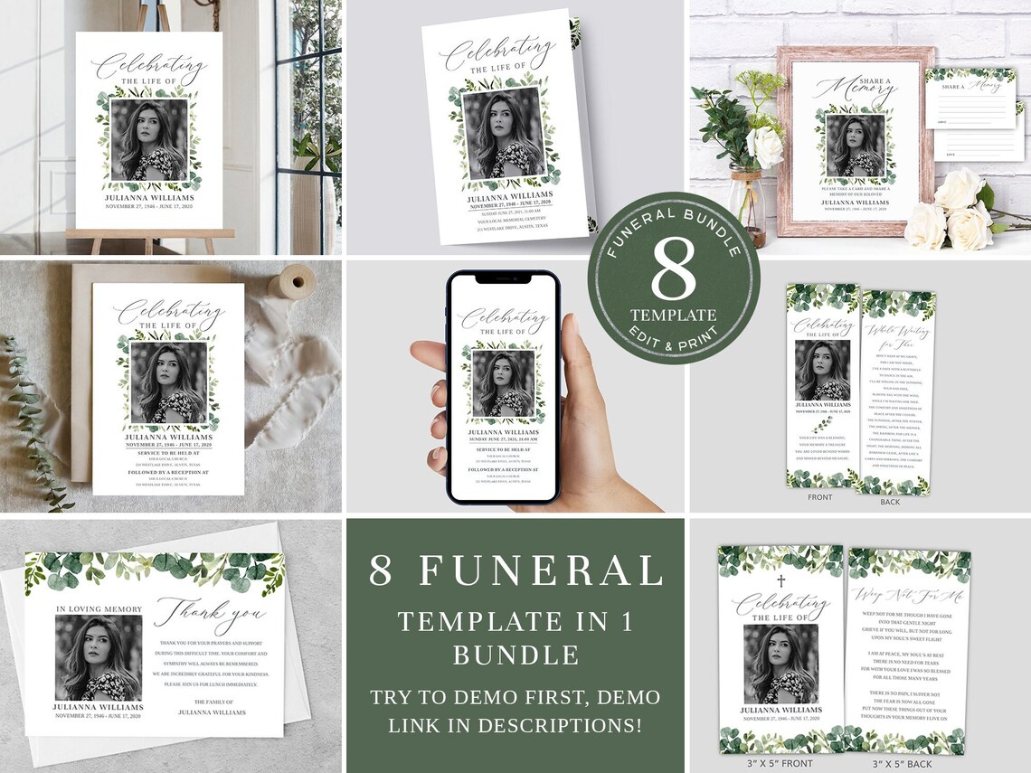 Funeral Bundle Funeral Program Bundle Celebration of Life | Etsy