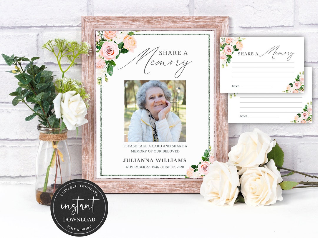 Funeral Share a Memory Sign, Funeral Share a Memory Card, Share a ...