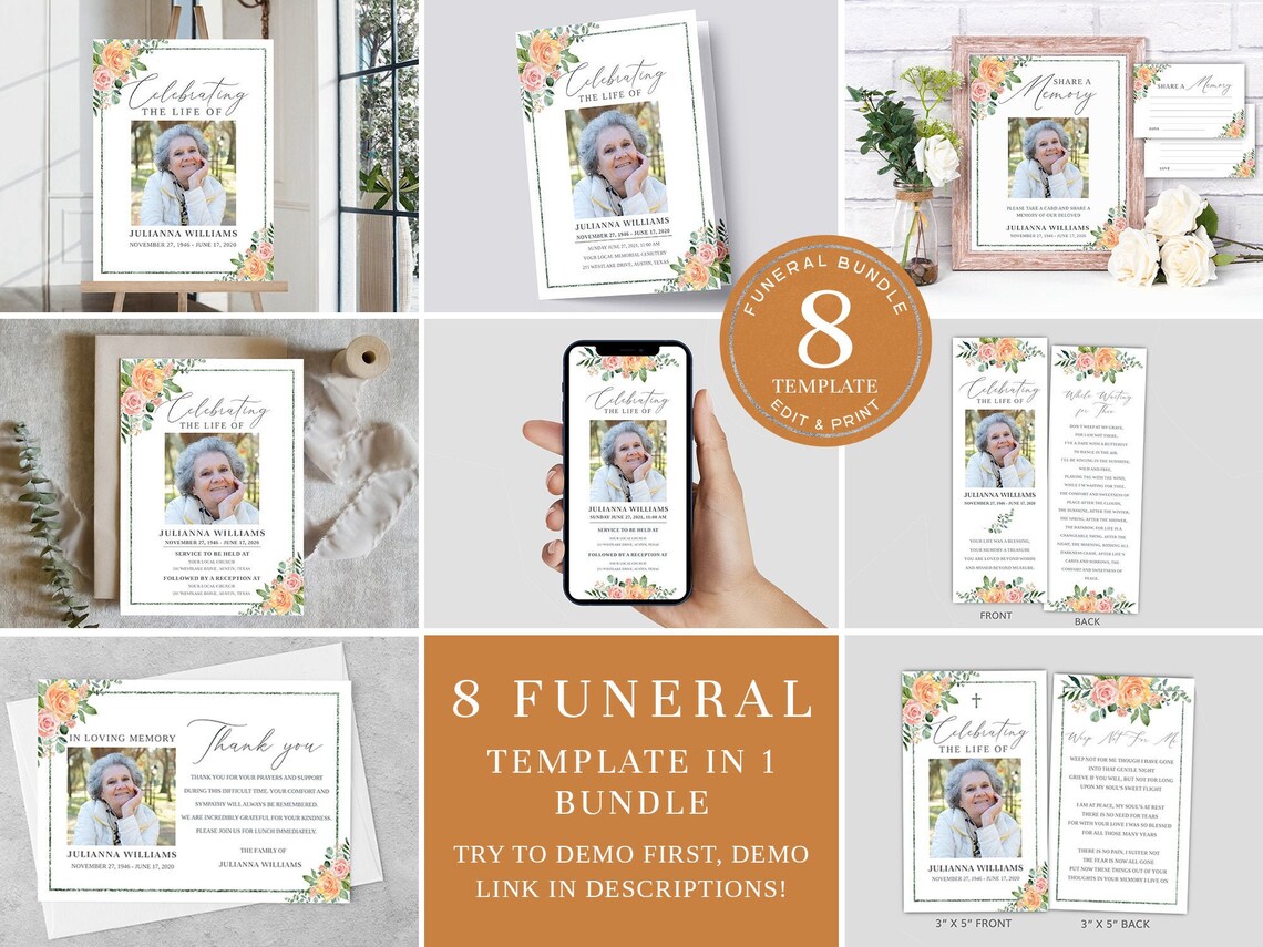 Funeral Bundle Funeral Program Bundle Celebration of Life - Etsy