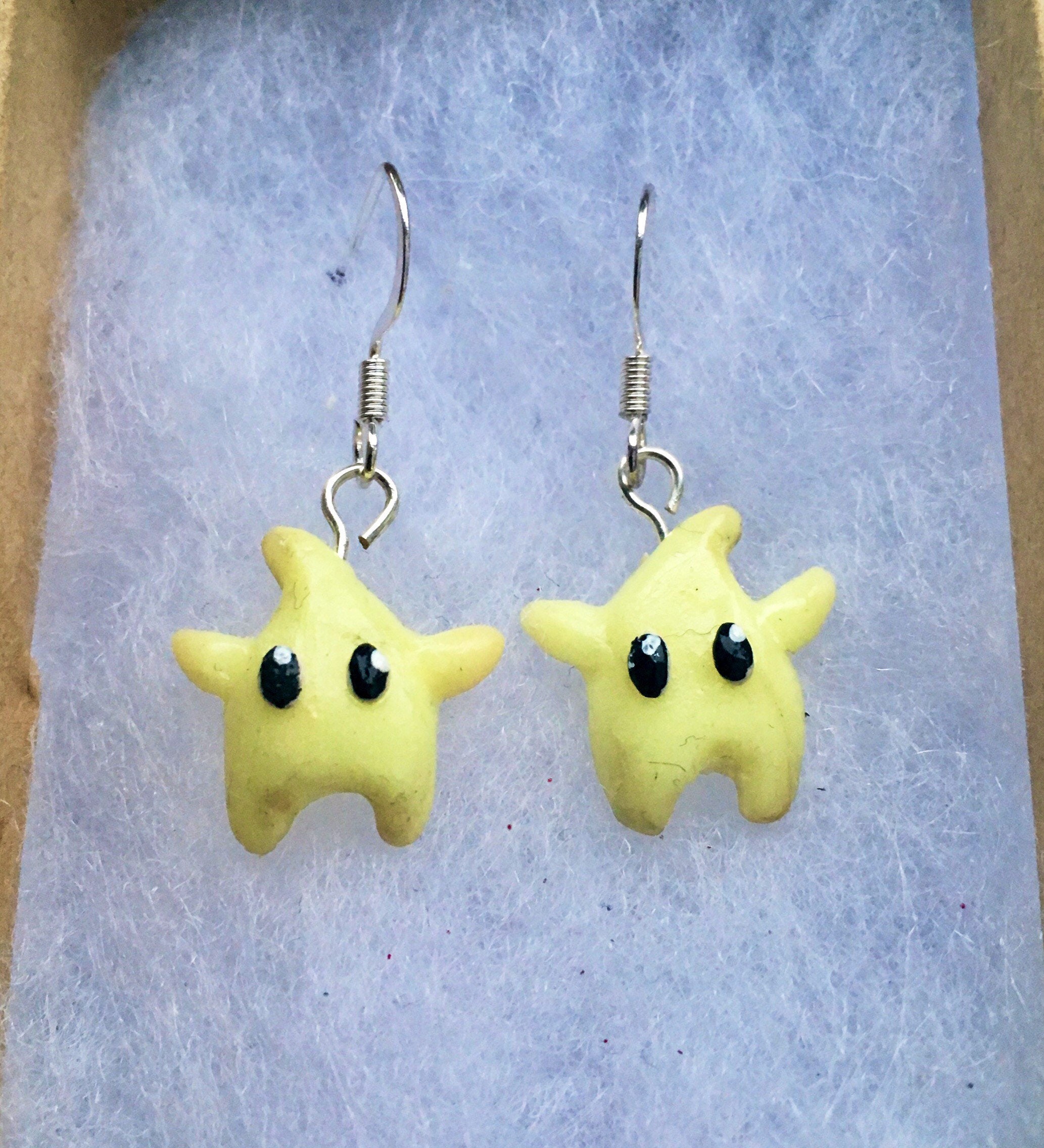 Glow in the Dark Super Mario Star Drop and Dangle Earrings, Handmade ...