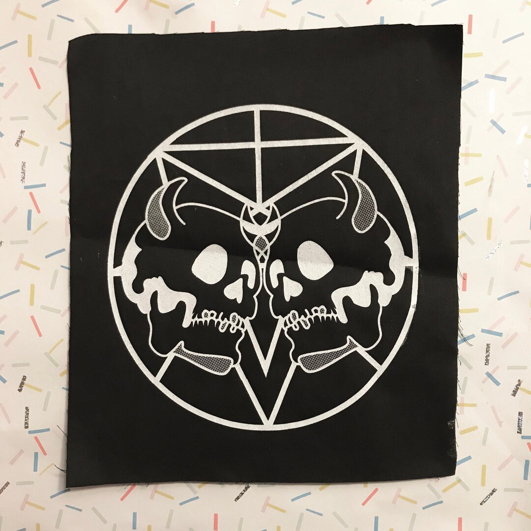 Devil Skulls Back Patch Black, fabric sew on patch, screenprint patch ...